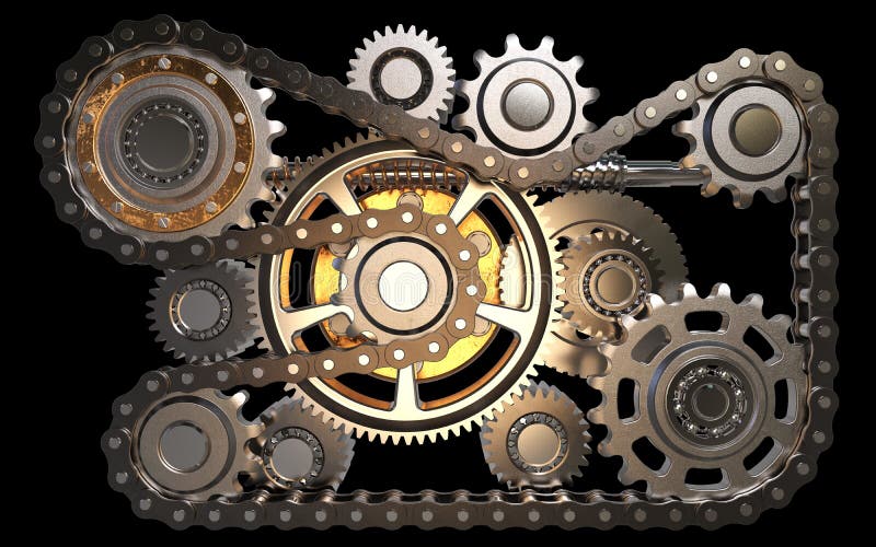 Gears with chain stock image. Image of component, business - 89463027