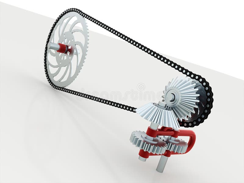 Gears With Chain Concept Rendered Stock Illustration - Illustration of ...