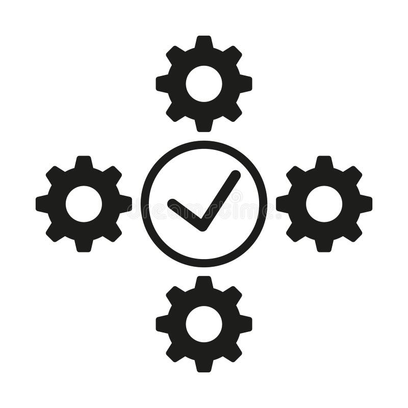 Gears with Checkmark. Industrial Approval Sign. Mechanical Process ...
