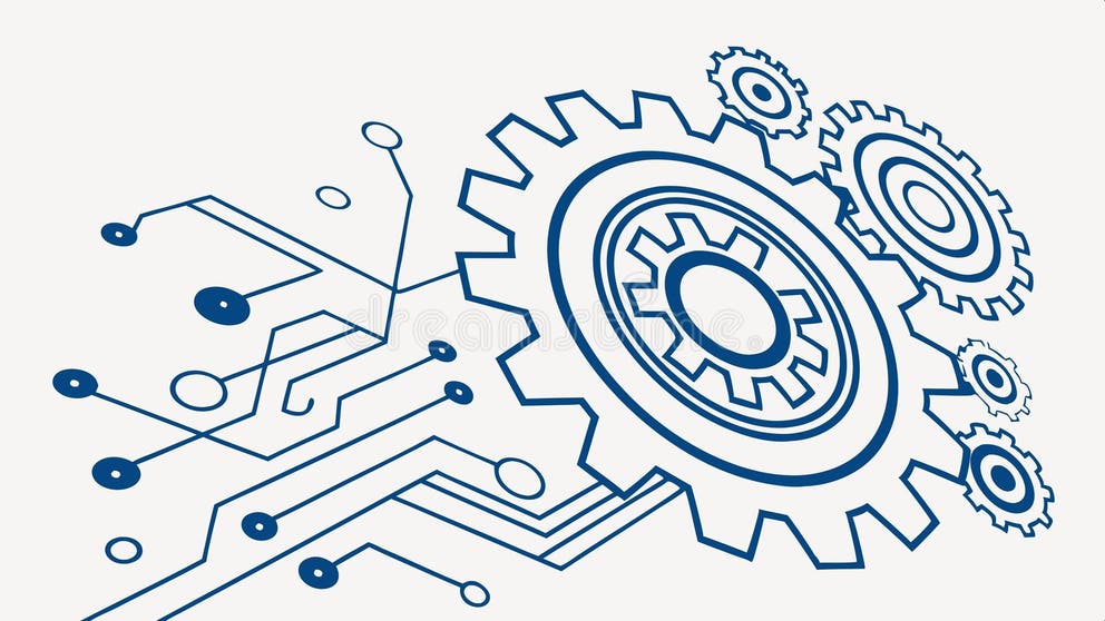 Gears and Circuit Board, Technology, Mechanical Process, Engineering Vector Design Generative AI ...