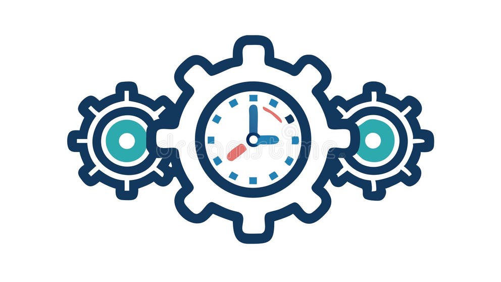 Gears and Clock Icon, Symbolizing Time-Based Mechanisms, Vector Design ...