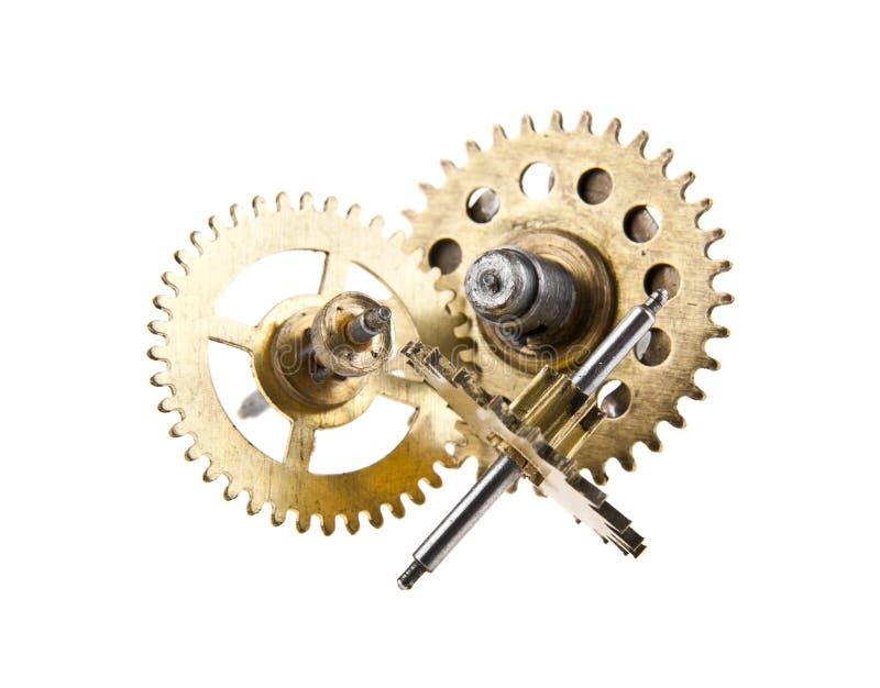 Gears for a Clock Isolated on a White Stock Photo - Image of complexity ...