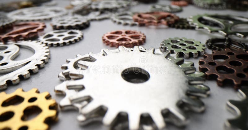 Gears and Cog Symbols of Various Sizes on Grey Surface Stock Video ...