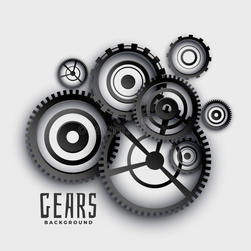 Gears and Cog Wheels in 3d Style Background Stock Vector - Illustration ...