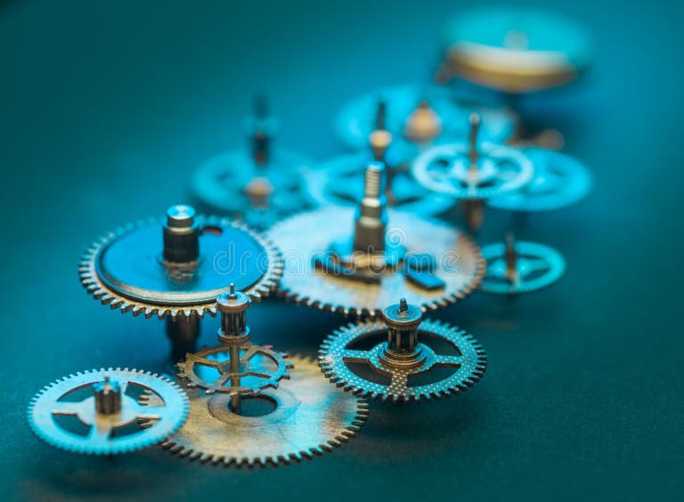 Gears and cogs clock stock image. Image of close, clock - 208879559