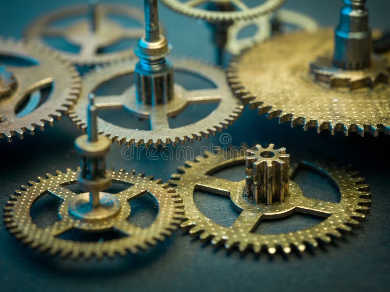 Gears and cogs clock stock photo. Image of idea, bronze - 208879484
