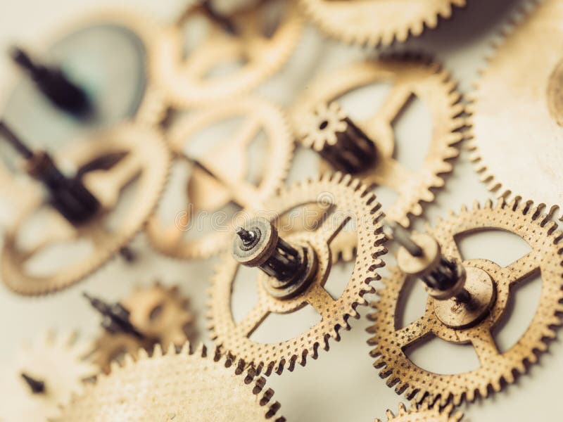 Gears and cogs clock stock image. Image of copper, metal - 208879587