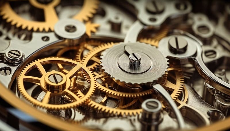Gears and Cogs in Clockwork Watch Mechanism Macro Stock Illustration ...