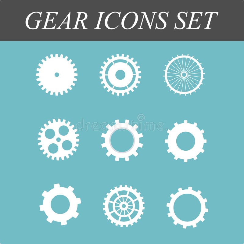 Gears and Cogs Flat Icons Set in Vector Concept Design Illustration on ...