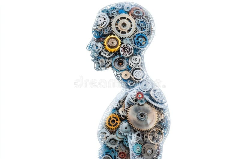 Human Body Silhouette Filled with Interlocking Gears Representing ...