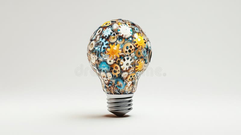 Gears and Cogs Forming the Shape of a Light Bulb with a Soft Glow ...