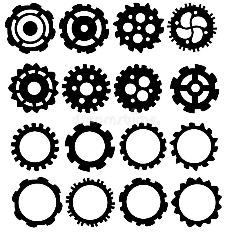 Gears and Cogs Icon Collection Stock Illustration - Illustration of ...