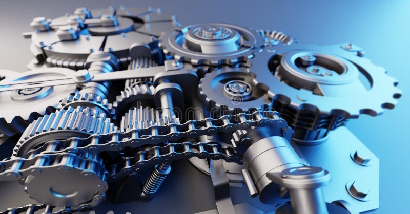 Gears and Cogs Mechanism. Industrial Machine, Engine Stock Illustration ...