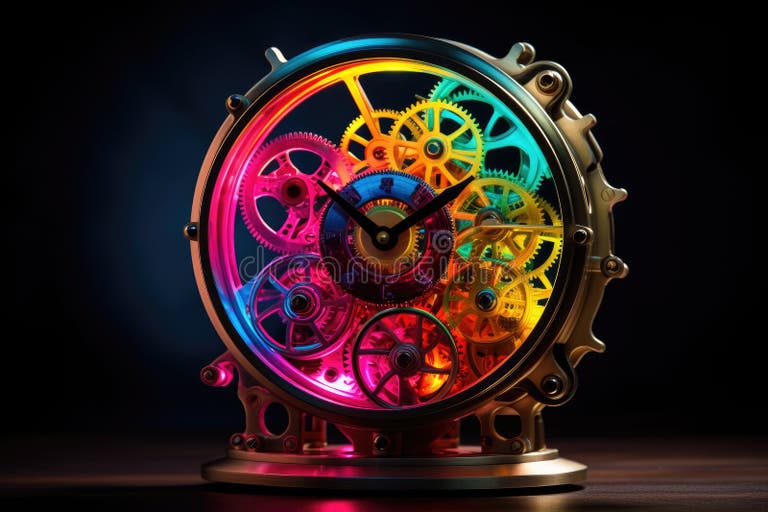 Gears and Cogs Mechanism Inside the Glass Clock, Generative AI Stock ...