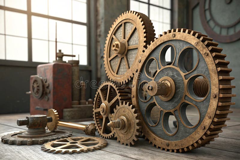 Gears and Cogs Steampunk 3D Illustration Stock Illustration ...