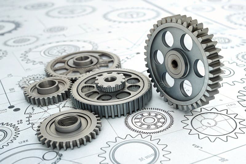Gears and Cogs Technology Background 3D Illustration Stock Illustration ...
