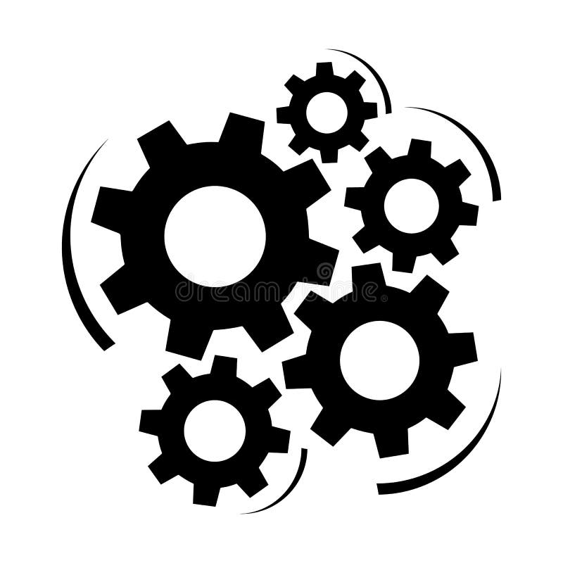 Gears and Cogs Vector Illustration in Black and White Styles Stock ...