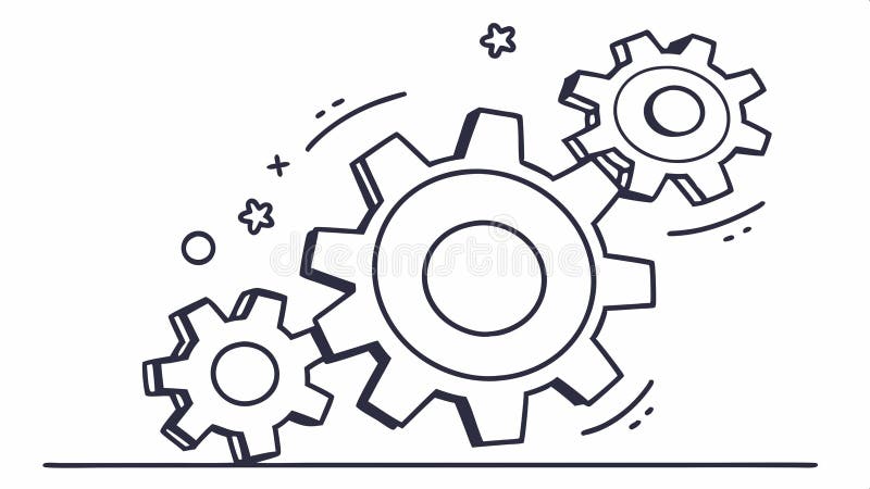 Gears, Operations of Repair and Maintenance System Line Icons Set ...
