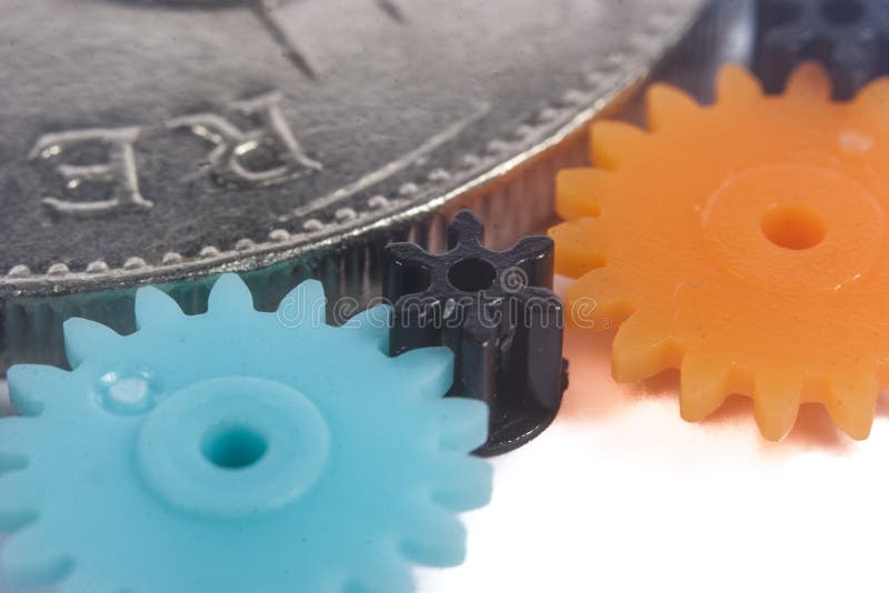 Gears and a coin stock photo. Image of mechanism, pines - 66853828