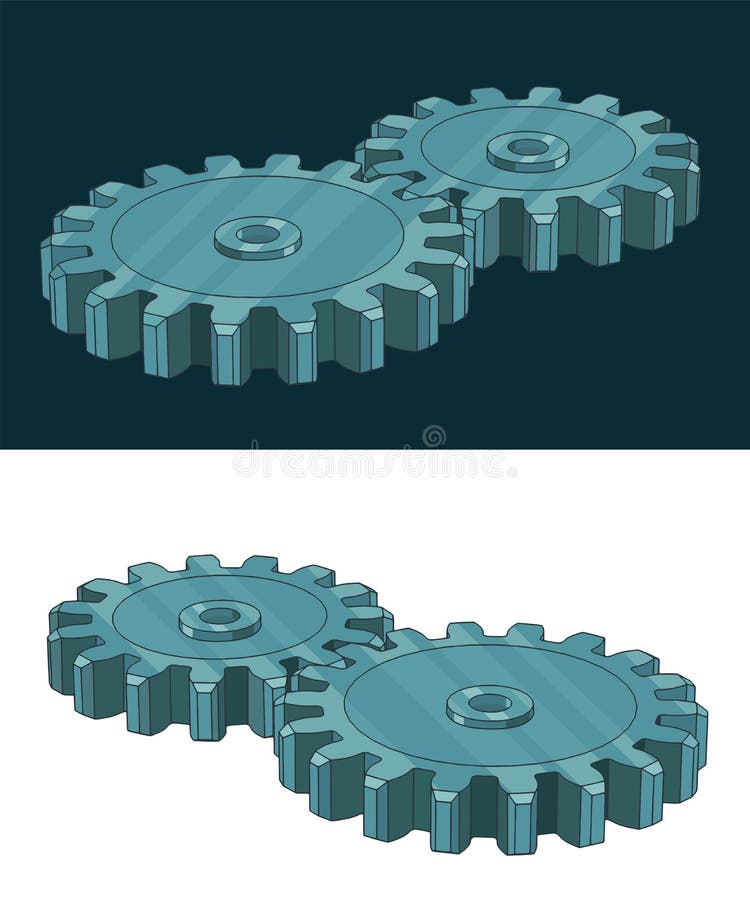 Gears color illustrations stock vector. Illustration of industry ...