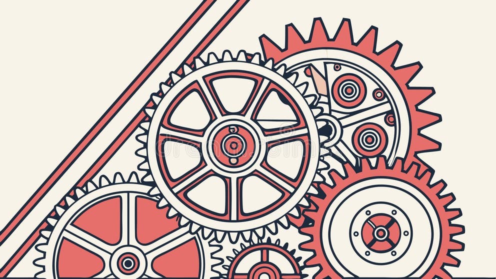 Gears Complex Mechanical Interlocked Industrial System, Vector Design ...