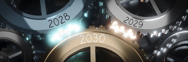 2028, 2029, 2030 - Gears Concept Stock Illustration - Illustration of ...