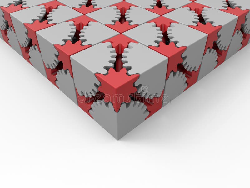 Gears - cubes composition stock illustration. Illustration of isolated ...
