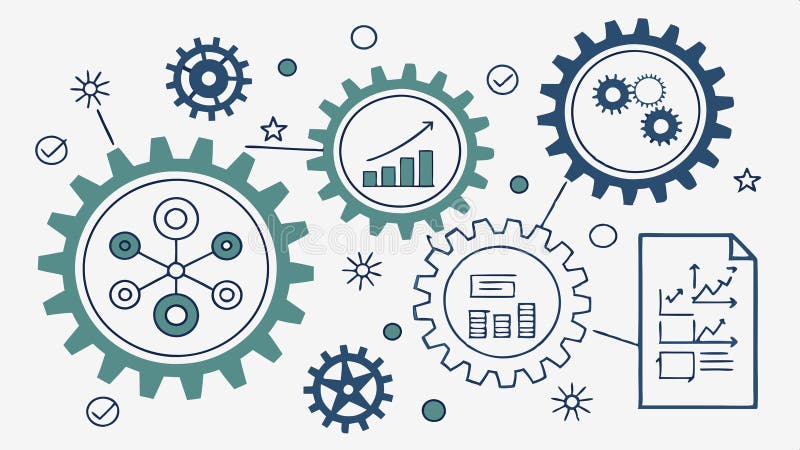 Gears Document Chart, Mechanical Process and Data Flow Concept Vector ...
