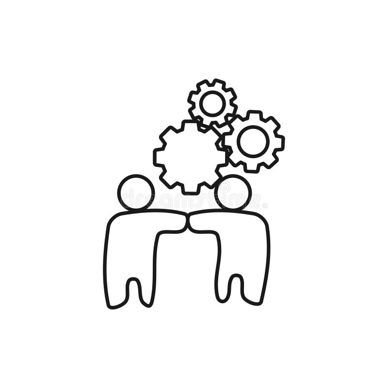 Gears Friend Commitment Teamwork Together Outline Logo Stock Vector ...