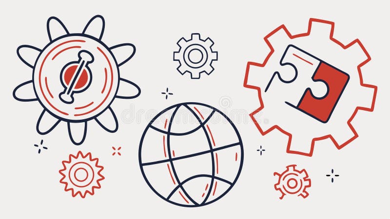 Gears and Globe, Global Operations and Industry, Vector Design ...