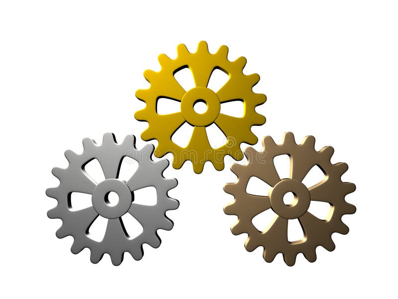 Gears (Gold, Silver, Bronze) - Isolated Stock Photo - Illustration of ...
