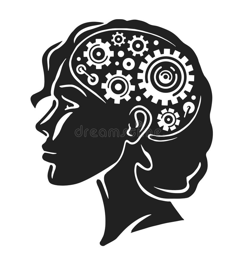 Gears in Head of Woman. Creation of Idea, Thought Process Concept ...