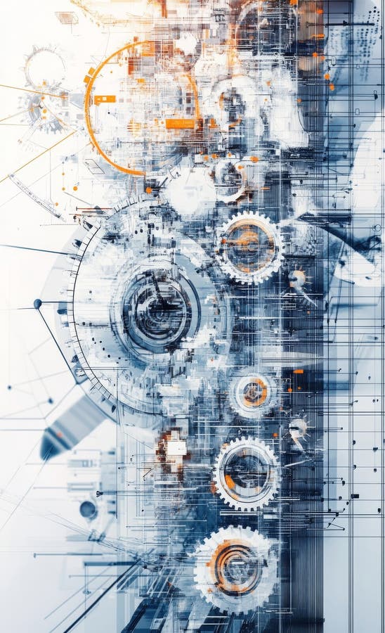 Gears and Hexagons in a Futuristic Gray Design, Forming an Abstract ...