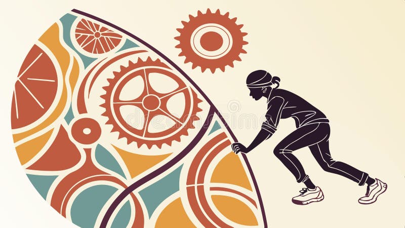 Gears and Human Figure, Mechanical and Industry Concept Vector Design ...