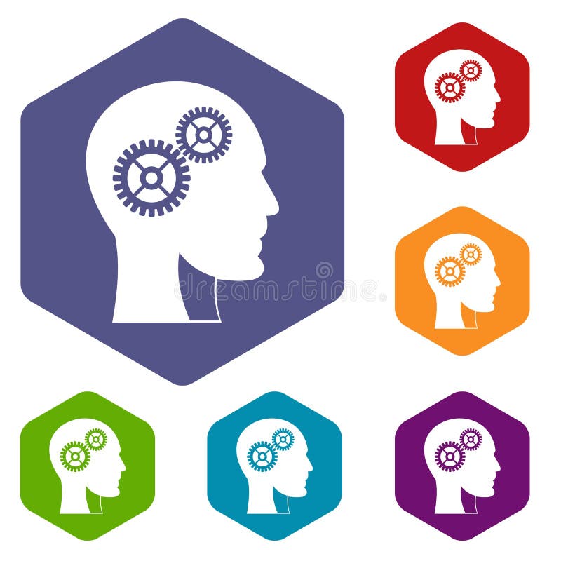 Brain with Gears Icon, Outline Style Stock Vector - Illustration of ...