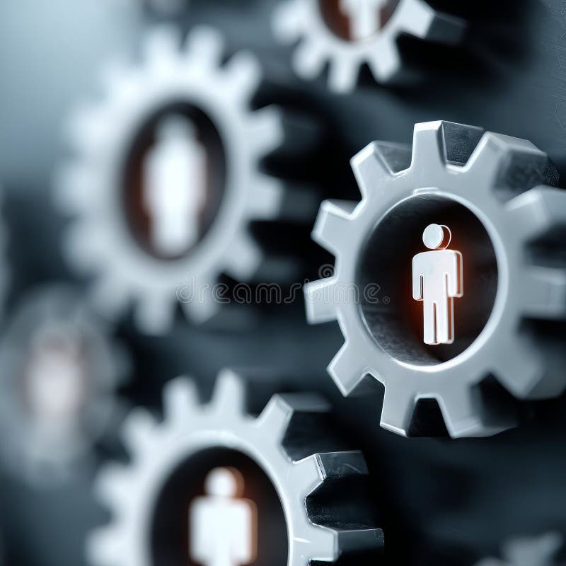 Gears with Human Icons Symbolizing Teamwork and Cooperation Stock Image ...
