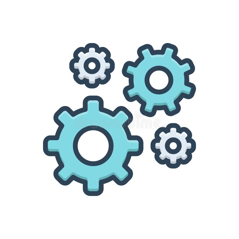 Color Illustration Icon for Gears, Accessory and Progress Stock ...