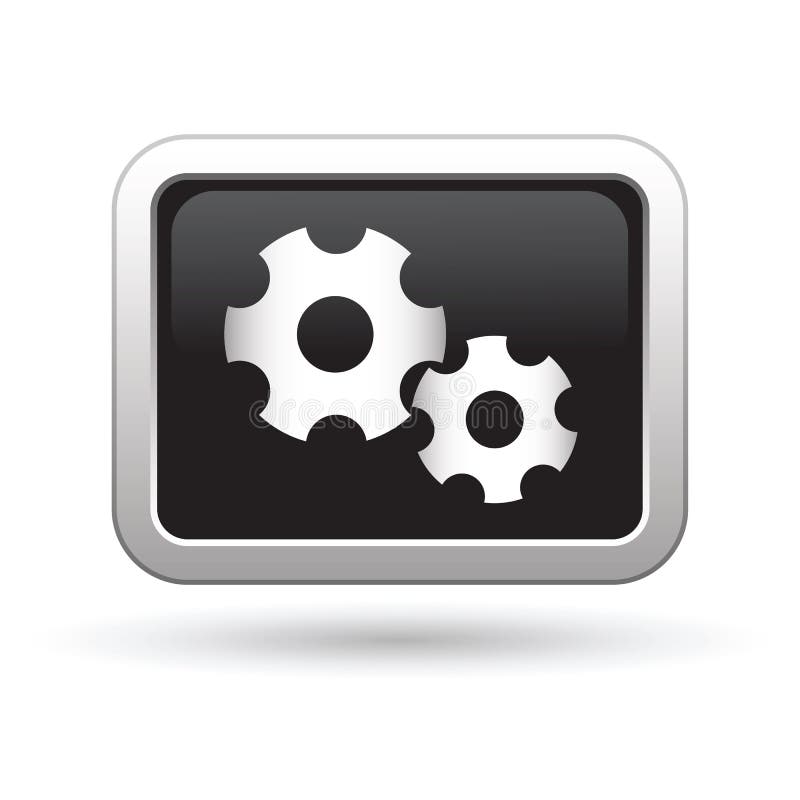 Gears icon on the button stock vector. Illustration of cooperative ...