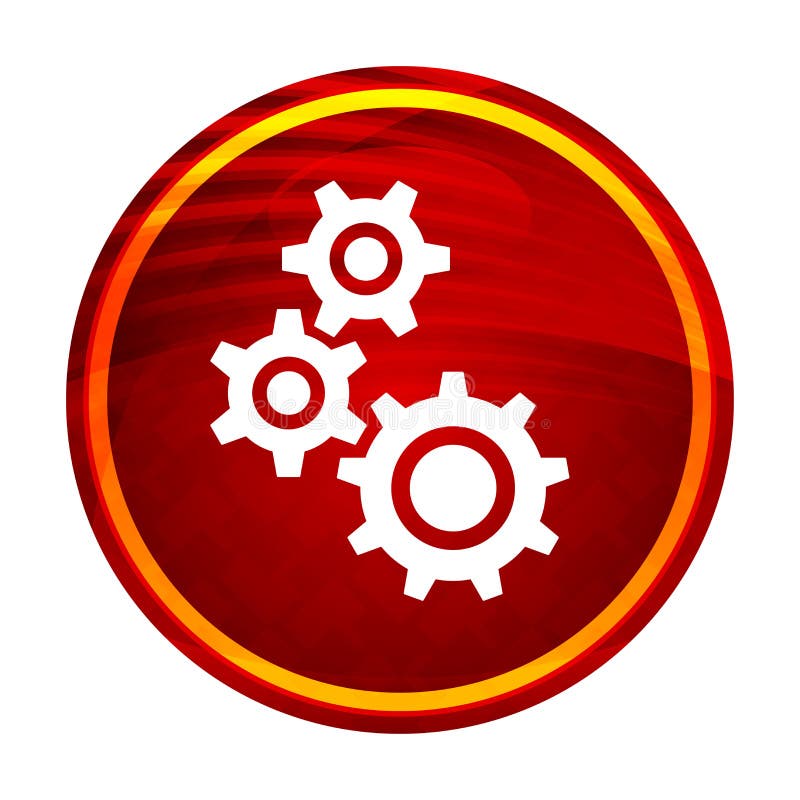 Gears Icon Creative Red Round Button Illustration Design Stock Vector ...