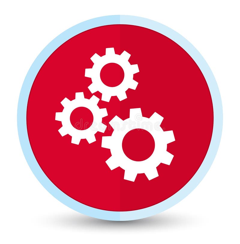 Gears Icon Flat Prime Red Round Button Stock Vector - Illustration of ...