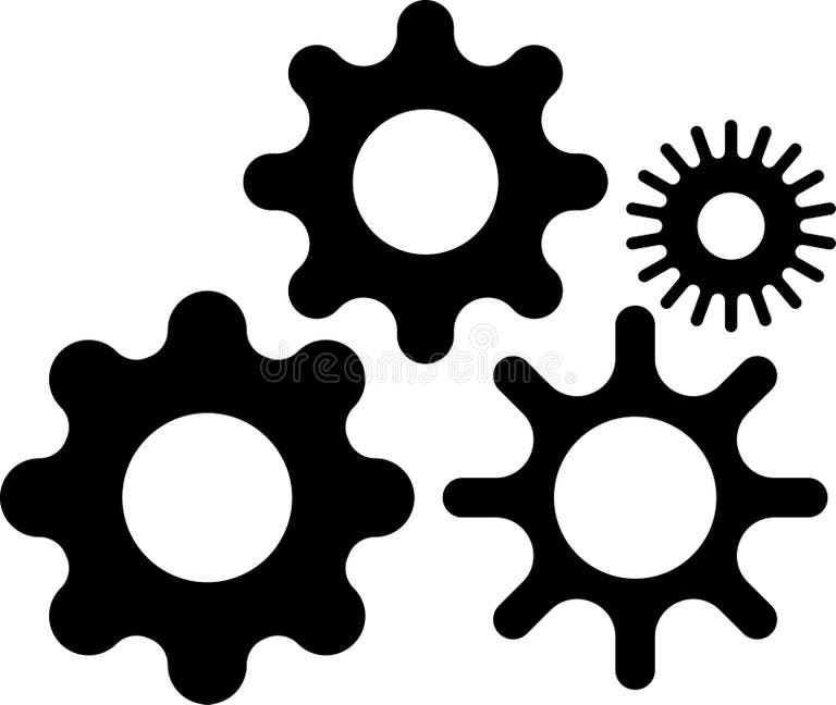 Gears Icon Set. Connected Cogs, Cogwheel Gears Vector Illustration ...