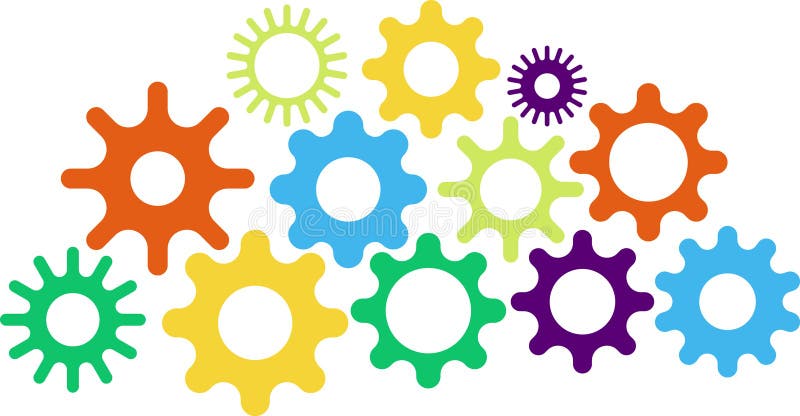 Gears Icon Set. Connected Cogs, Cogwheel Gears Vector Illustration ...