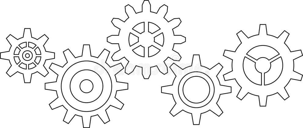 Gears Icon Set. Connected Cogs, Cogwheel Gears Vector Illustration ...
