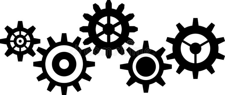 Gears Icon Set. Connected Cogs, Cogwheel Gears Vector Illustration ...