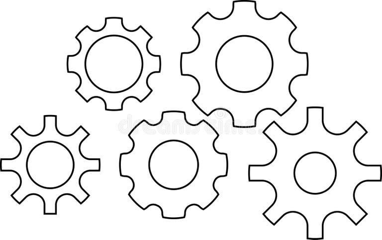 Gears Icon Set. Connected Cogs, Cogwheel Gears Vector Illustration ...