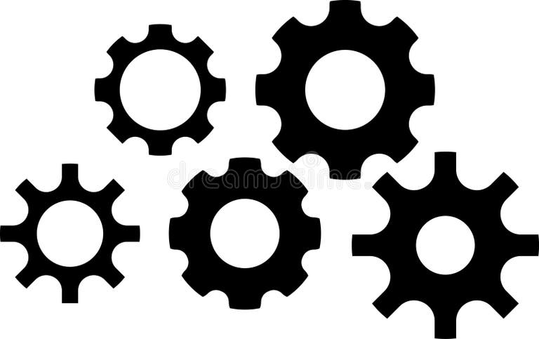 Gears Icon Set. Connected Cogs, Cogwheel Gears Vector Illustration ...
