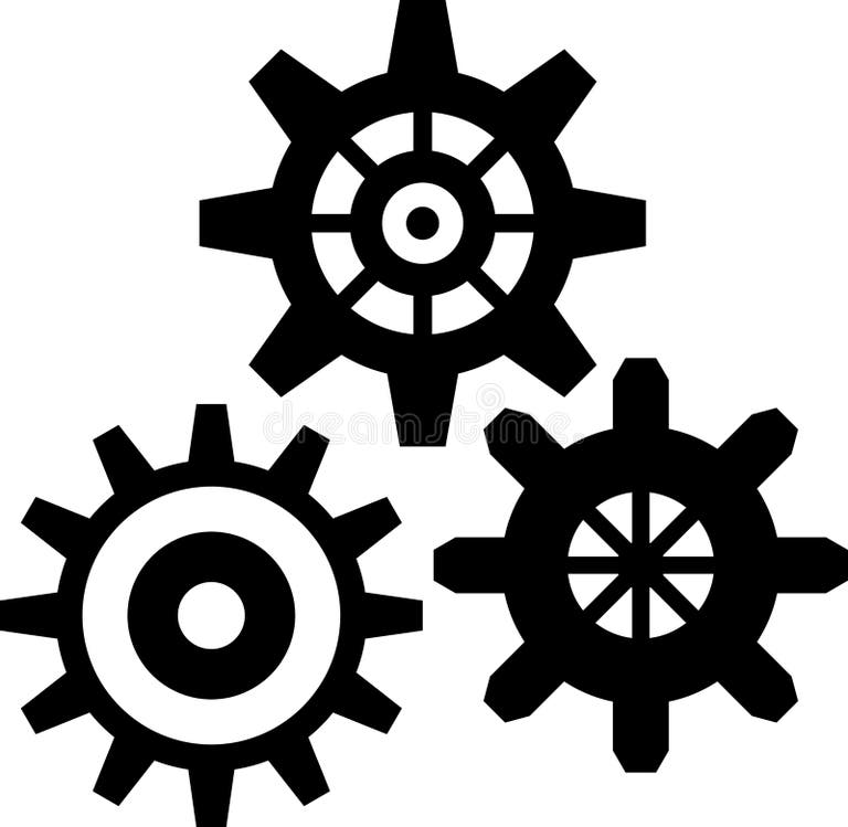 Gears Icon Set. Connected Cogs, Cogwheel Gears Vector Illustration ...