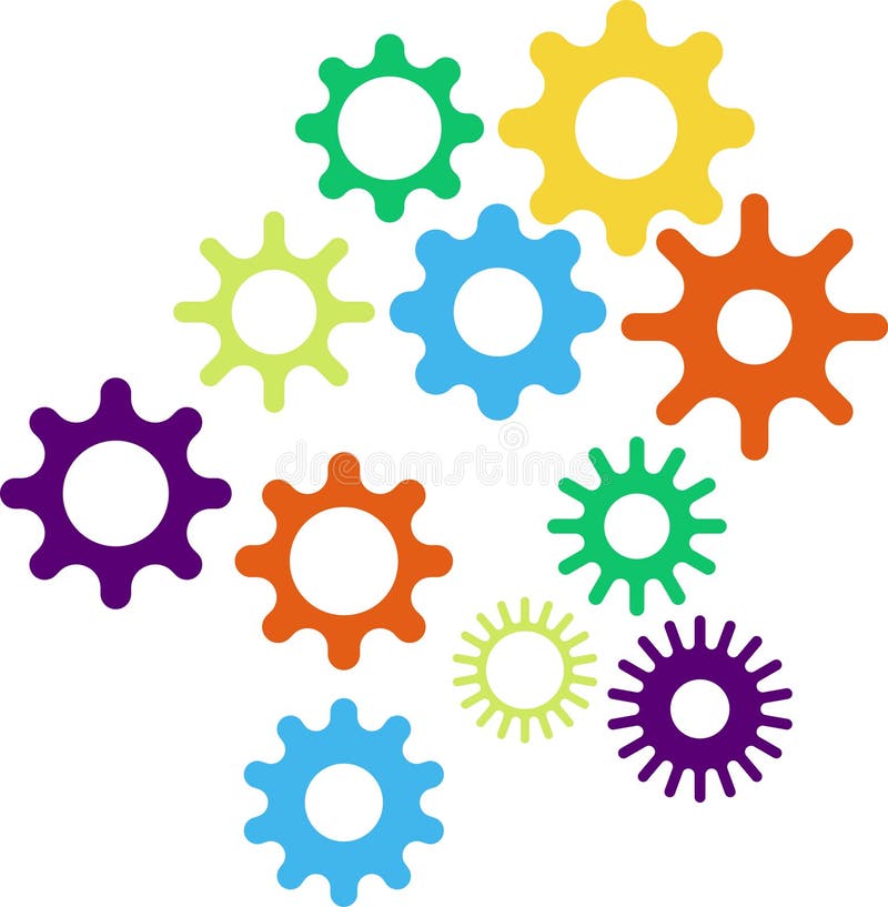 Gears Icon Set. Connected Cogs, Cogwheel Gears Vector Illustration ...