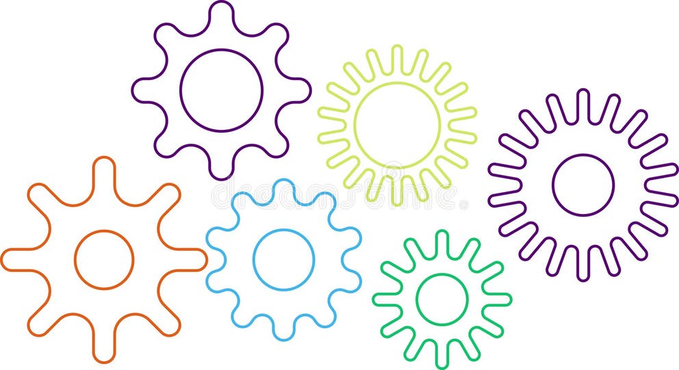 Gears Icon Set. Connected Cogs, Cogwheel Gears Vector Illustration ...