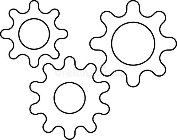 Gears Icon Set. Connected Cogs, Cogwheel Gears Vector Illustration ...